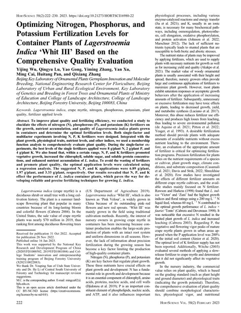 Pdf Optimizing Nitrogen Phosphorus And Potassium Fertilization