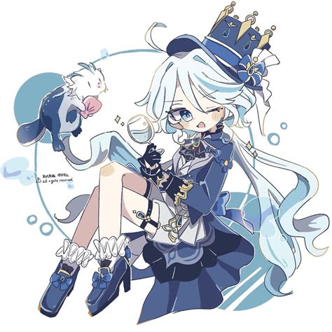 Furina And Leisurely Otter Genshin Impact Drawn By Air Air En