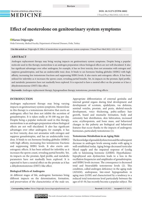 Pdf Exploring The Impacts Of Androgen Replacement Therapy On