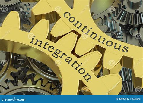 Continuous Integration Concept On The Gearwheels D Rendering Stock Illustration Illustration