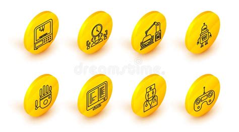 Set Line Remote Control Robot Doctor Computer Monitor Screen