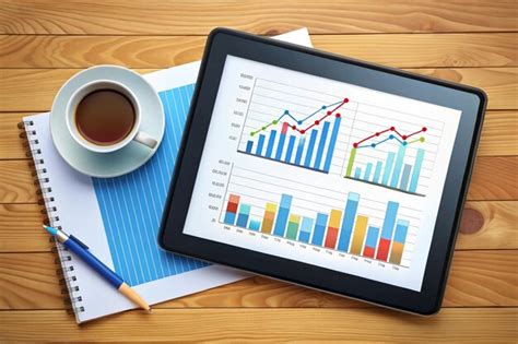 Statistical Data Abstract On Paper And Tablet Premium Ai Generated Image