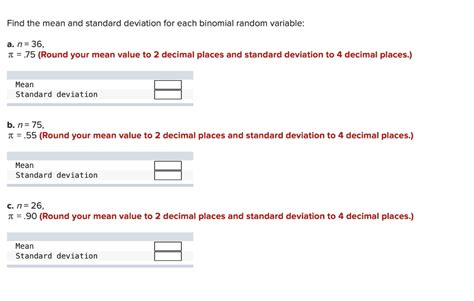 Solved Find The Mean And Standard Deviation For Each Chegg