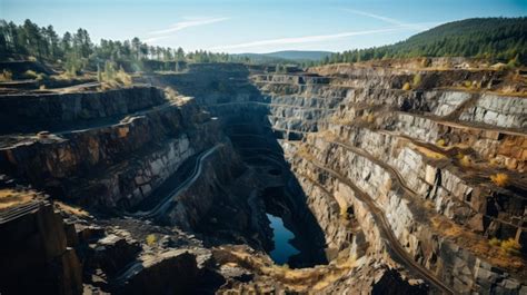 Premium Ai Image Coal Mining From Above Open Pit Mine Extractive Generative Ai