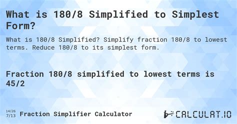 What Is 180 8 Simplified To Simplest Form Calculatio