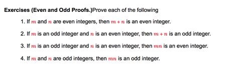 Solved Exercises Even And Odd Proofs Prove Each Of The Chegg Com