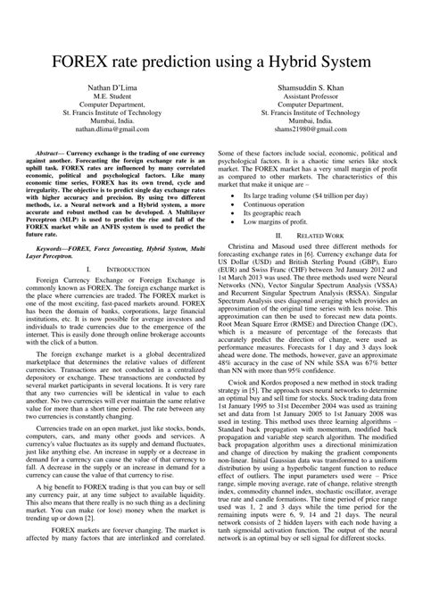 Pdf Forex Rate Prediction Using A Hybrid System