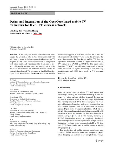 Pdf Design And Integration Of The Opencore Based Mobile Tv Framework