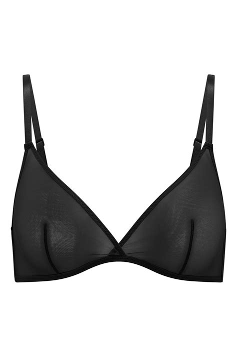 Intimates Soft Mesh Single Layer Triangle Bra In Black Oh Polly