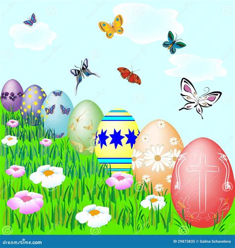 Seven Easter Eggs Stock Vector Illustration Of Decorate 29873835