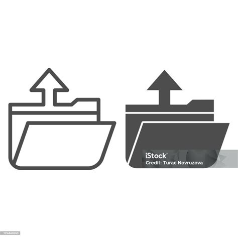 폴더 추출 라인 및 글리프 아이콘입니다 위쪽 화살표 기호 흰색 배경에 윤곽 스타일 그림과 문서 파일을 열어 모바일 개념 및 웹 디자인에 대한 비즈니스 기호입니다 벡터 그래픽