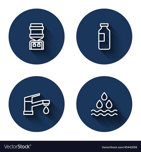 Set Line Water Cooler Bottle Of Water Tap Vector Image