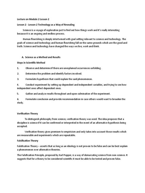 Sts Module 2 Lesson 2 Pdf Falsifiability Science