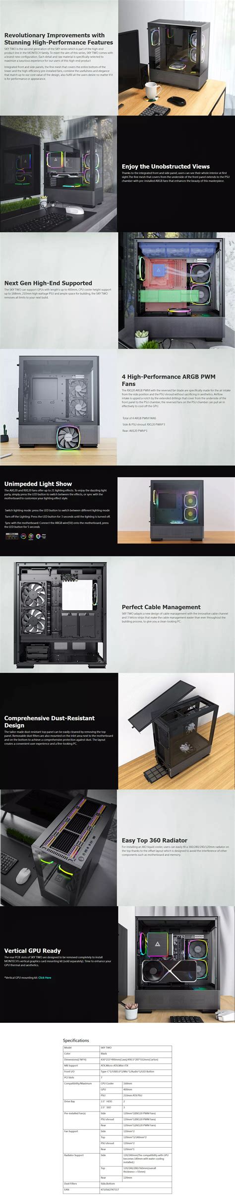 Buy Montech Sky Two Argb Black Atx Mid Tower Vgm Bundle Online Australia Evatech