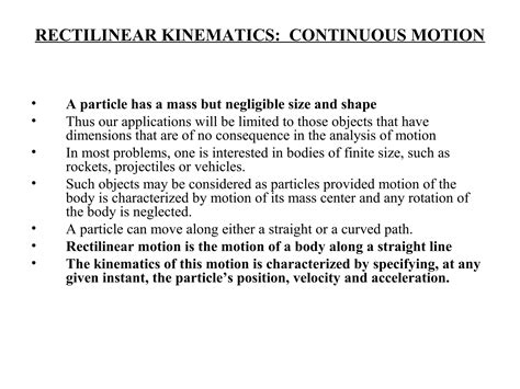 Chapter Kinematics Of A Particle PPT