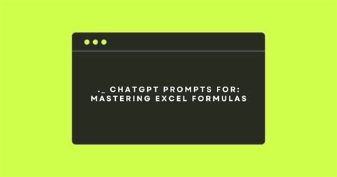 Chat GPT For Excel Formulas Master Excel With These 13 Prompts