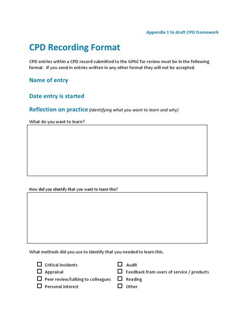 Gphc Cpd Recording Format Pdf Cognition Behavior Modification