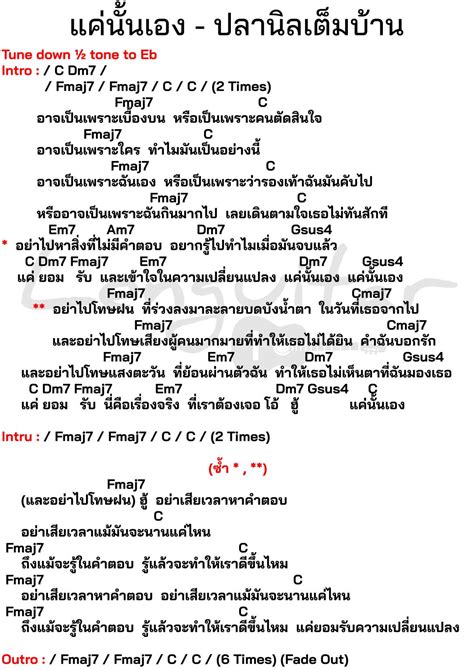 คอร์ดเพลง แค่นั้นเอง ปลานิลเต็มบ้าน Lenguitar