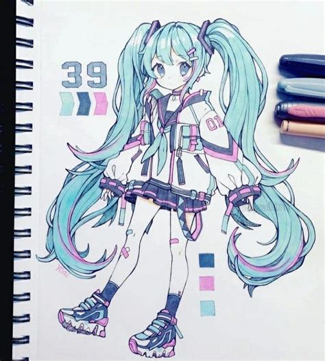 Pin Di 👽 Su Miku Disegni A Matita Colorate Disegni Kawaii Disegni A