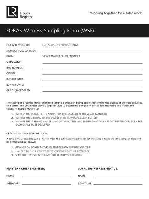 Fobas Witness Sampling Form Editable Pdf Business Law