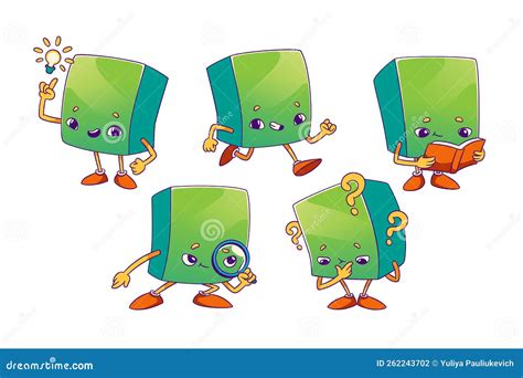 Rectangular Parallelepiped Cartoon Character Emoji Stock Vector