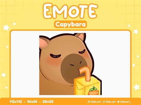 Capybara Drink Sip Emote For Twitch Discord And Youtube Stream Assets Cute Yellow Etsy
