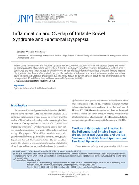 PDF Inflammation And Overlap Of Irritable Bowel Syndrome And Functional Dyspepsia