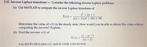 Solved Inverse Laplace Transform Consider The Chegg