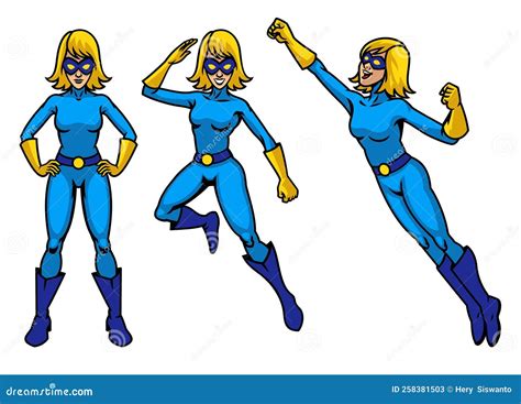 Set Vector Of Women Super Hero Stock Vector Illustration Of