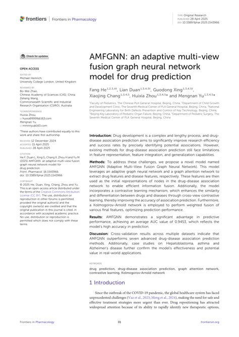 Pdf Amfgnn An Adaptive Multi View Fusion Graph Neural Network Model For Drug Prediction