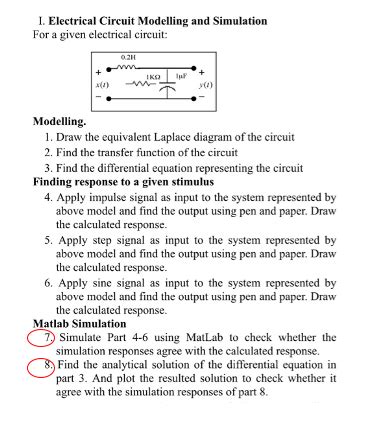 Solved Electrical Circuit Modelling And Simulation For A Chegg