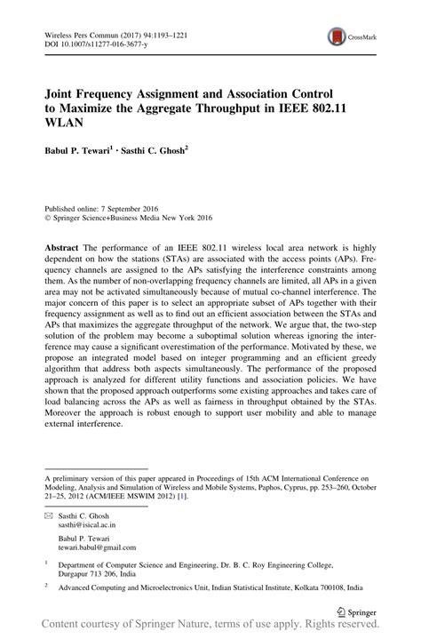 Joint Frequency Assignment And Association Control To Maximize The