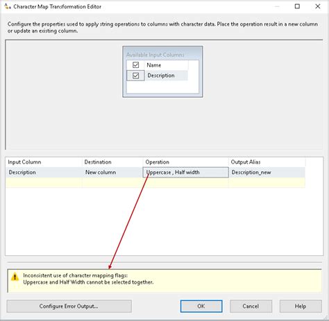character map transformations in ssis packages