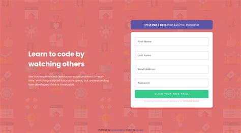 Frontend Mentor Solución Usando Css Flex Y Validación Con Expresiones