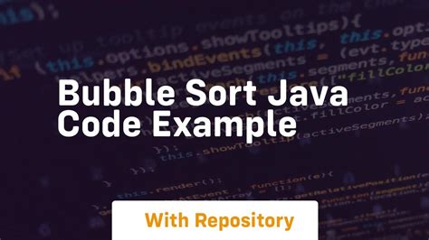 Bubble Sort Java Code Example Youtube