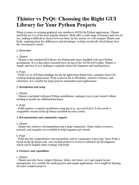 Tkinter Vs Pyqt Pdf Python Programming Language Graphical User Interfaces