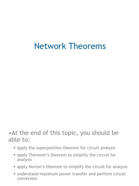 Network Theorems Pdf Electrical Network Electronics