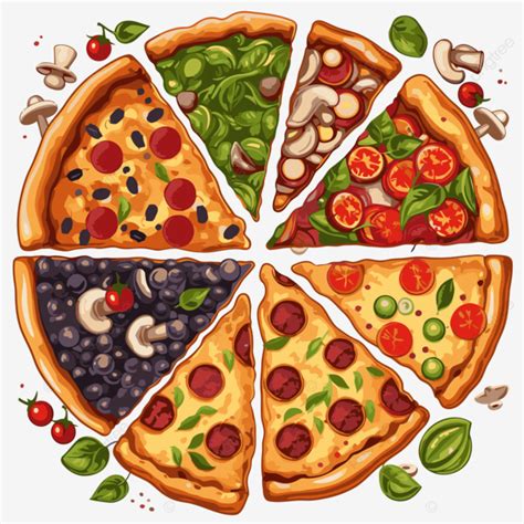 피자 토핑 벡터 스티커 클립 아트 피자는 다른 과일과 야채 만화로 잘라 상표 클립 아트 Png 일러스트 및 벡터 에 대한 무료 다운로드 Pngtree