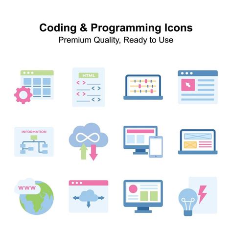 Well Designed Coding And Programming Icon Set Ready For Premium Use