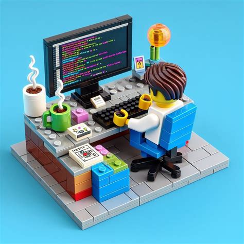 Lego Lego Programmer Desk Set Model Detailed Diy Creation