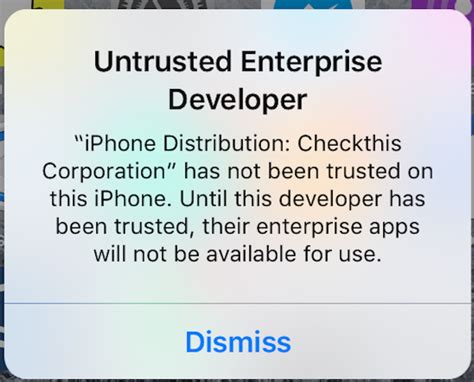 Objective C Ios9 Untrusted Enterprise Developer Pop Up Stack Overflow