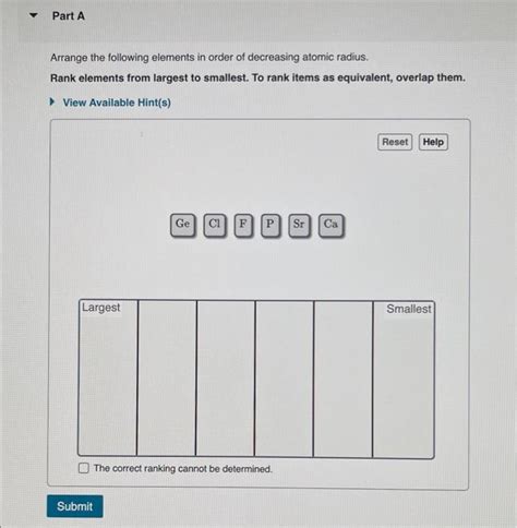Solved Arrange The Following Elements In Order Of Decreasing