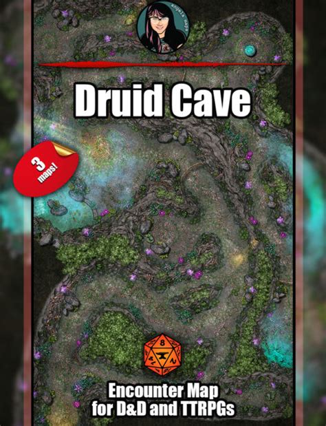 Druid Cave Battle Map With Foundry Vtt Support Spooky Action Games