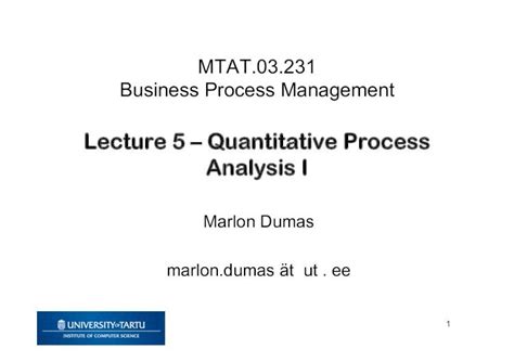 Pdf Lecture 5 Quantitative Process Analysis I Dokumentips