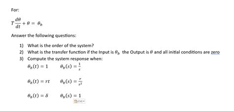 Solved For Tdtdθ θ θb Answer the following questions Chegg com