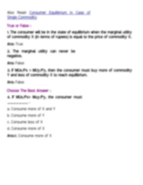 Solution Consumer Equilibrium In Case Of A Two Commodity With The Help