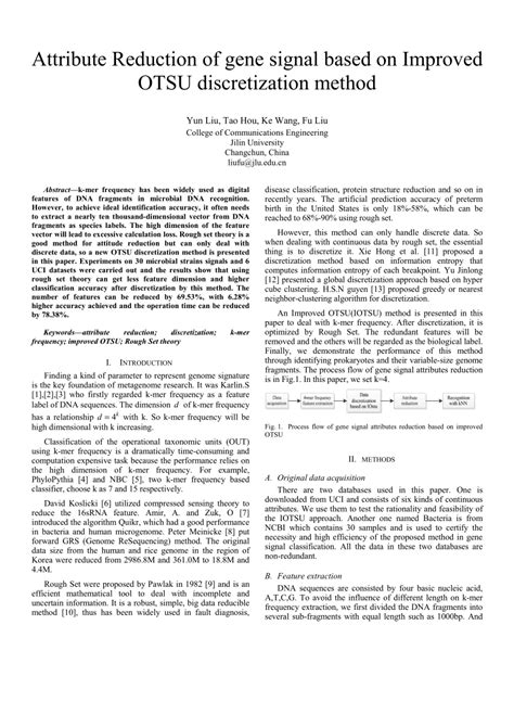 Pdf Attribute Reduction Of Gene Signal Based On Improved Otsu Discretization Method