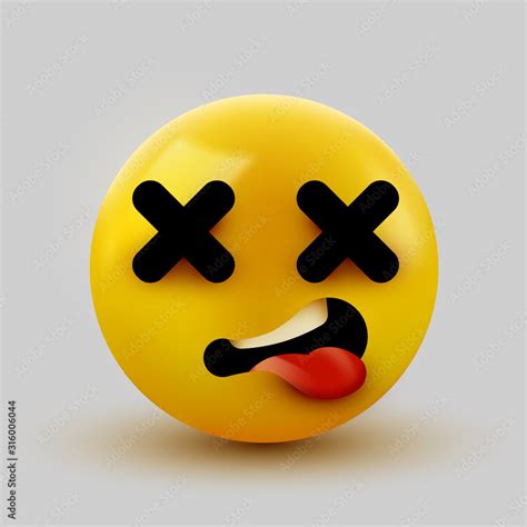 Dead Face Emoji Cross Eyes Emoticon 3d Rendering Stock Vector Adobe