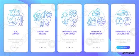 Principles Of Regenerative Farming Blue Gradient Onboarding Mobile App Screen Stock Vector