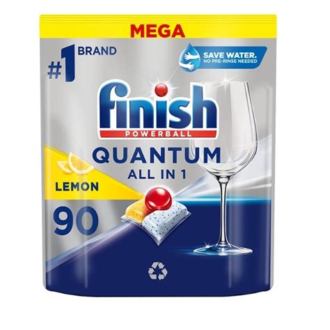 Капсулен препарат за съдомиялни машини Finish Quantum Всичко в 1 лимон 90 броя Emag Bg
